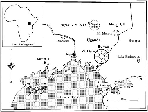 Figure 1. Map showing the location of the Bukwa locality ineastern Uganda.